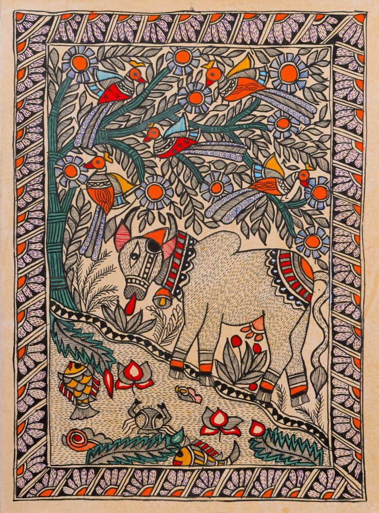 Village Birds – Pakshi Gram Madhubani Painting – Heritage Bazaar