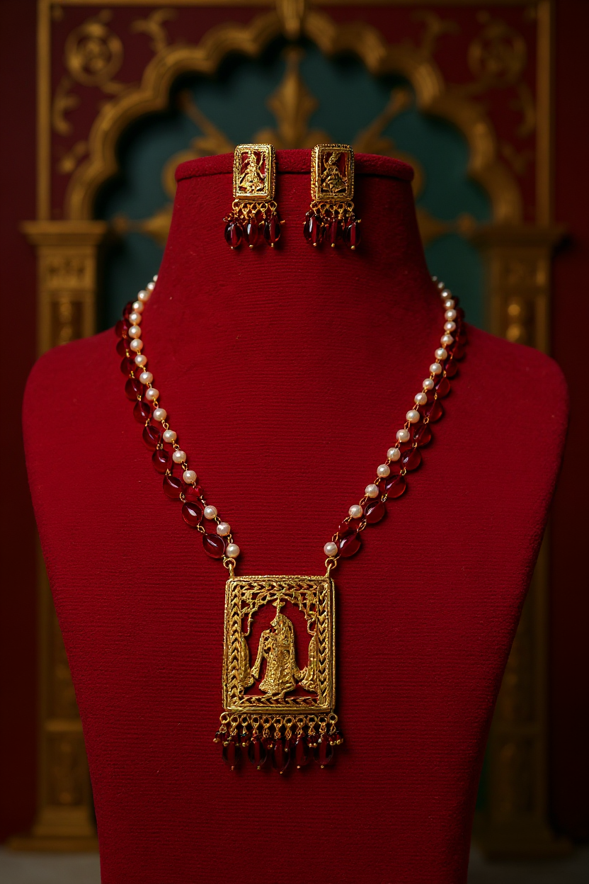 Regal Rani Thewa Queen Portrait Necklace Set – Handcrafted Jewellry ...